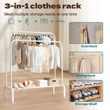 HioHa Rolling Clothes Rack, Double Rail Clothing Drying Rack with 2 ...