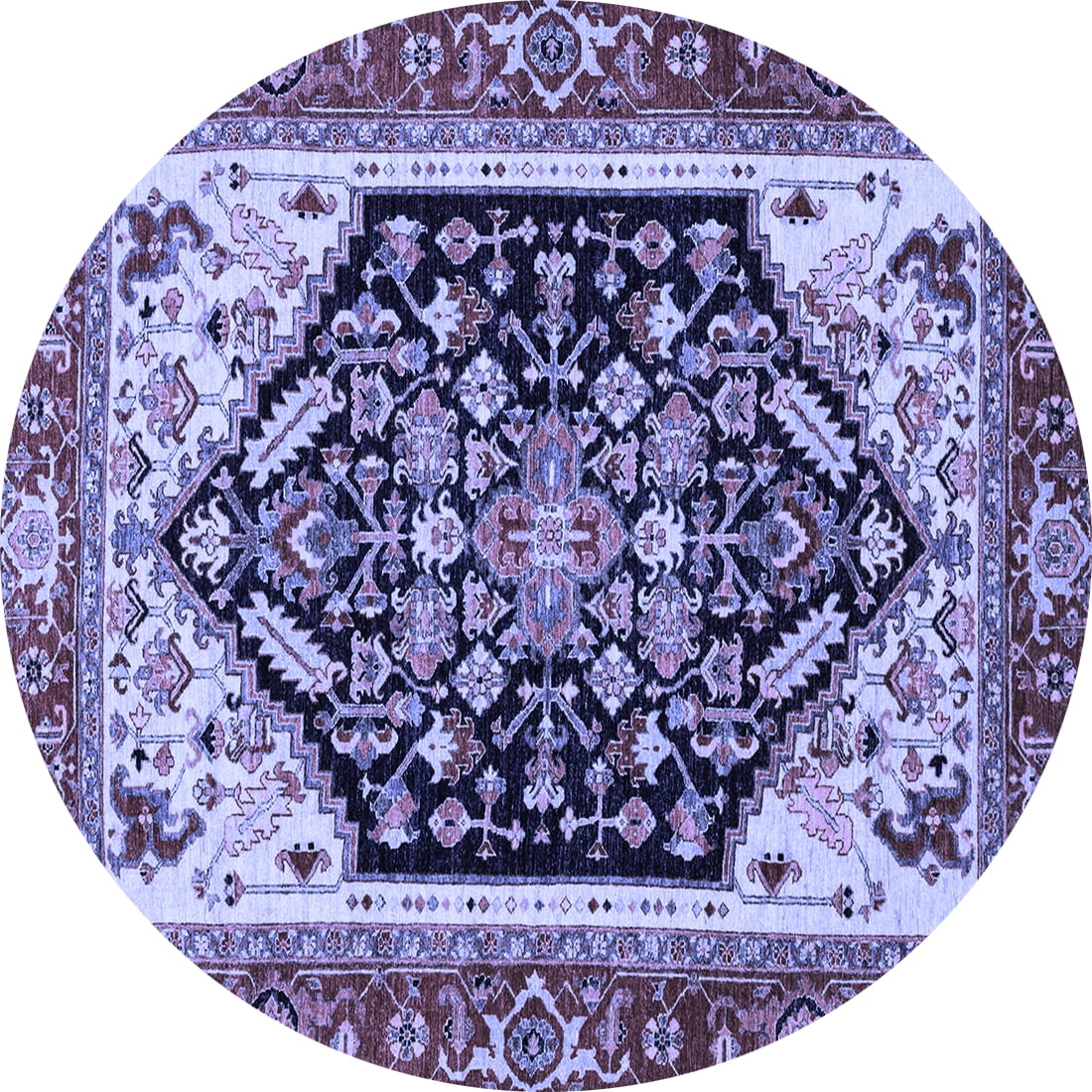 Ahgly Company Indoor Round Abstract Blue Modern Area Rugs, 8' Round ...