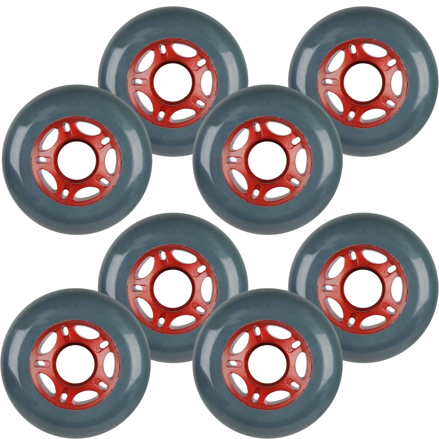 Inline Skate Replacement Wheels 76mm 89A Red/Grey 8 Pack - Walmart.com