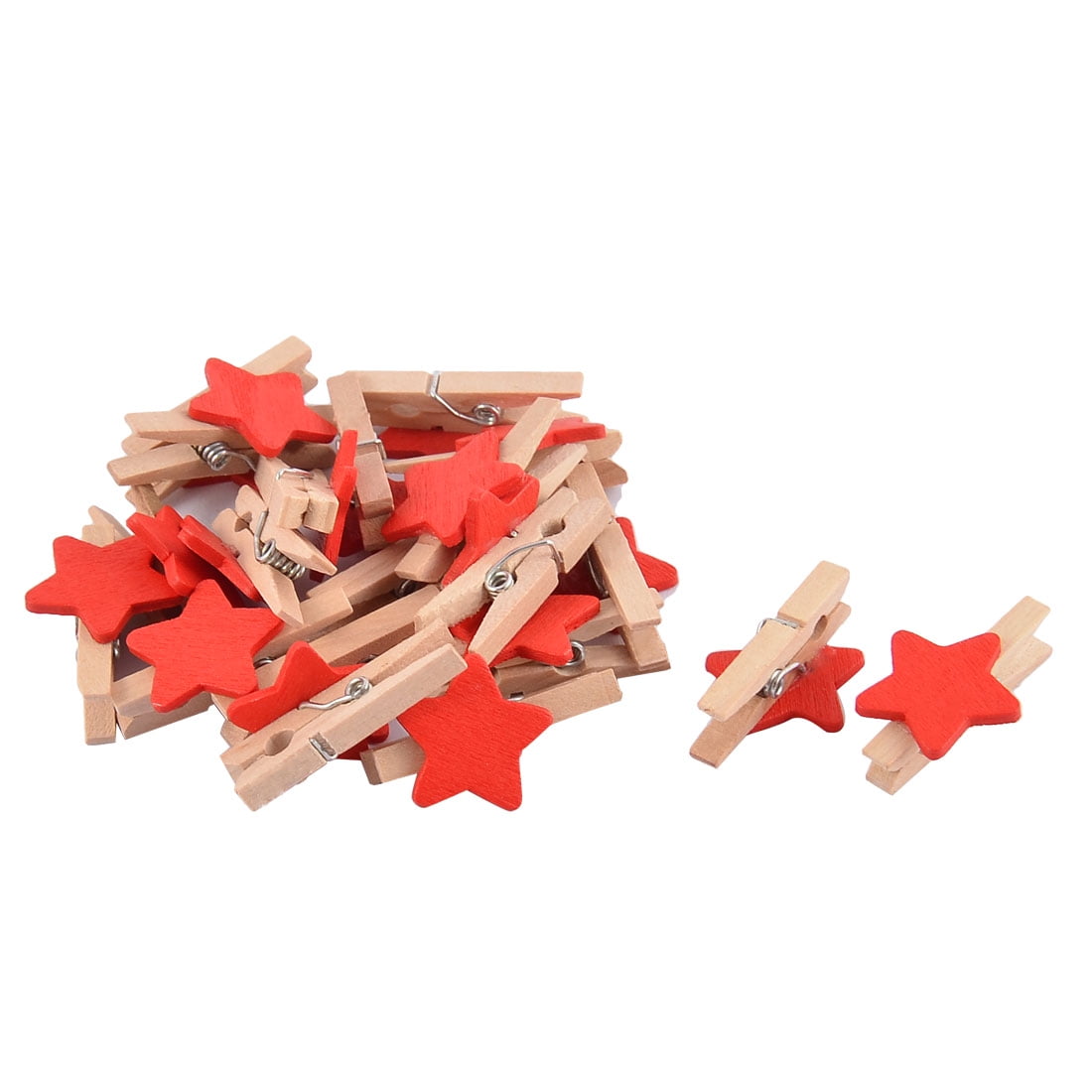 Star Card Photo Hanger Clothespin Spring Pegs Wooden Clip Red 20pcs ...