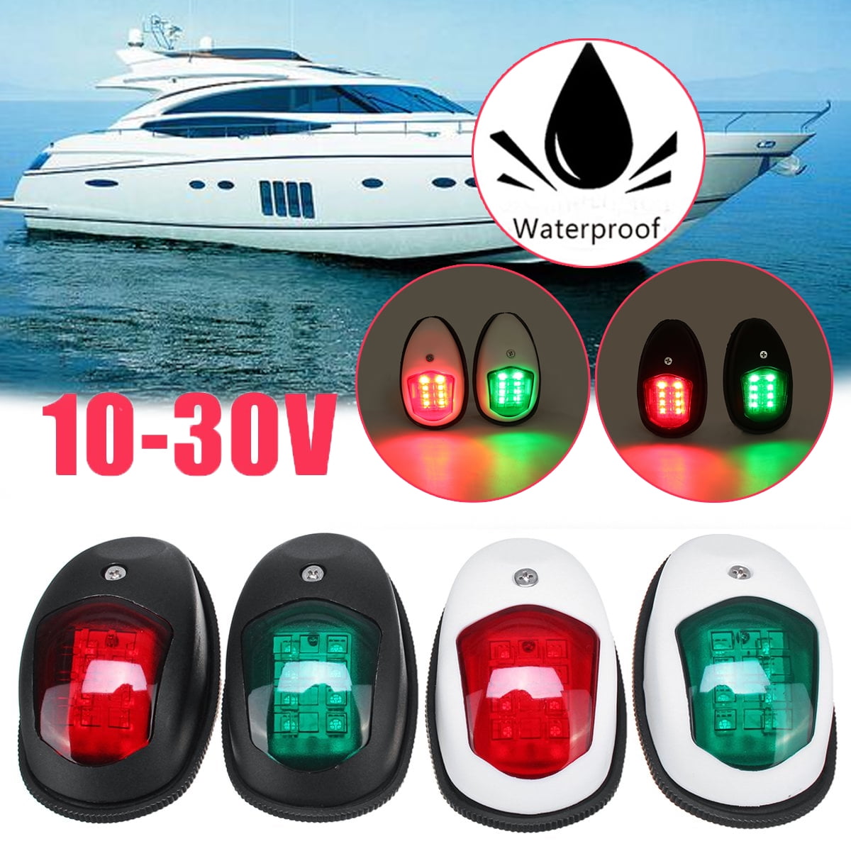 2Pcs LED Side Light Signal Lamp Navigation Light Truck/Boat/Trailer/Van ...