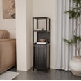 52" Bamboo Linen Tower Storage Cabinet, Bathroom Organizer with Doors ...