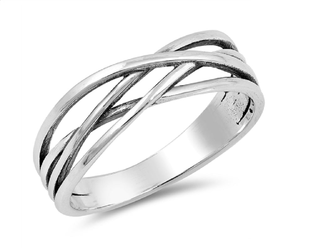 Sterling Silver Intertwined Lines Ring - Walmart.com