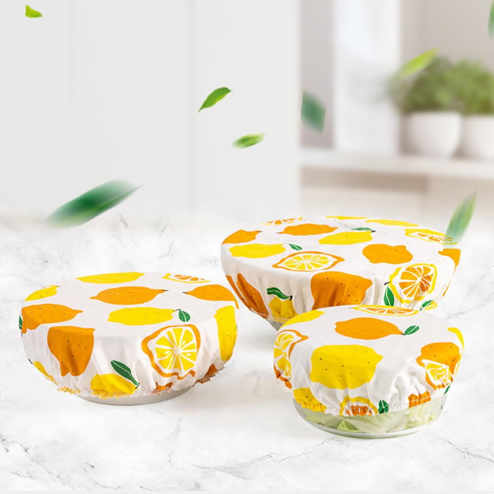 3PCS Reusable Bowl Covers Reusable Fabric Bowl Covers Elastic Food ...