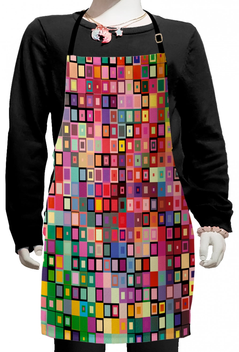 Modern Kids Apron, Rainbow Like Colorful Design with Geometrical ...