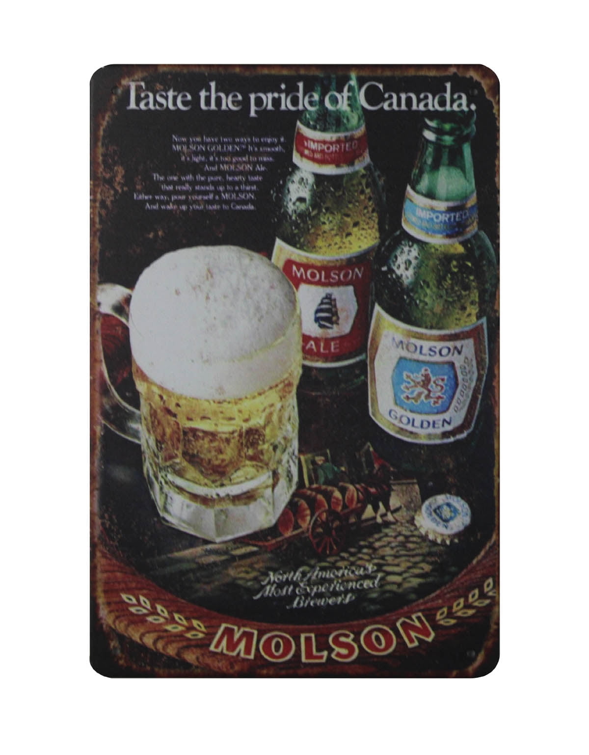 Taste the Pride of Canada Molson ale beer metal tin sign vintage style ...