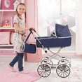 Bayer Design Doll Blue & White Classic Deluxe Pram W/ Shoulder Bag ...