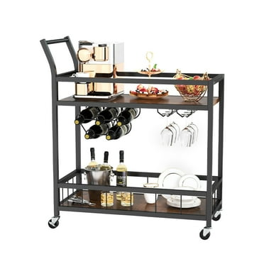 3-Tier Rolling Cart, Heavy Duty Metal Frame Dining Cart with 360 ...