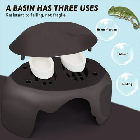 HUACA Reptile Hide Box Gecko Hideout Cave with Sink Humidifier Lizards ...