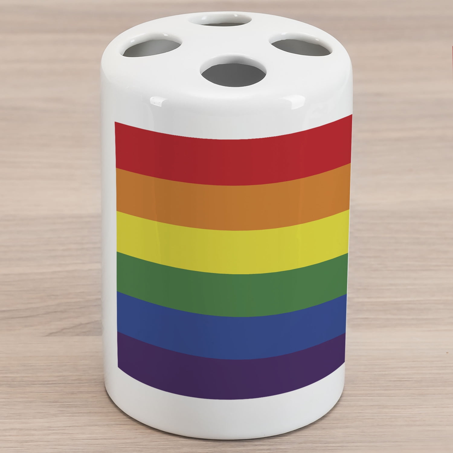Pride Ceramic Toothbrush Holder, Simplistic Design of LGBT Flag Rainbow ...