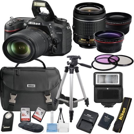 Nikon D7200 DSLR Camera + 18-55mm VR Lens Kit + Accessory Bundle + 2X ...