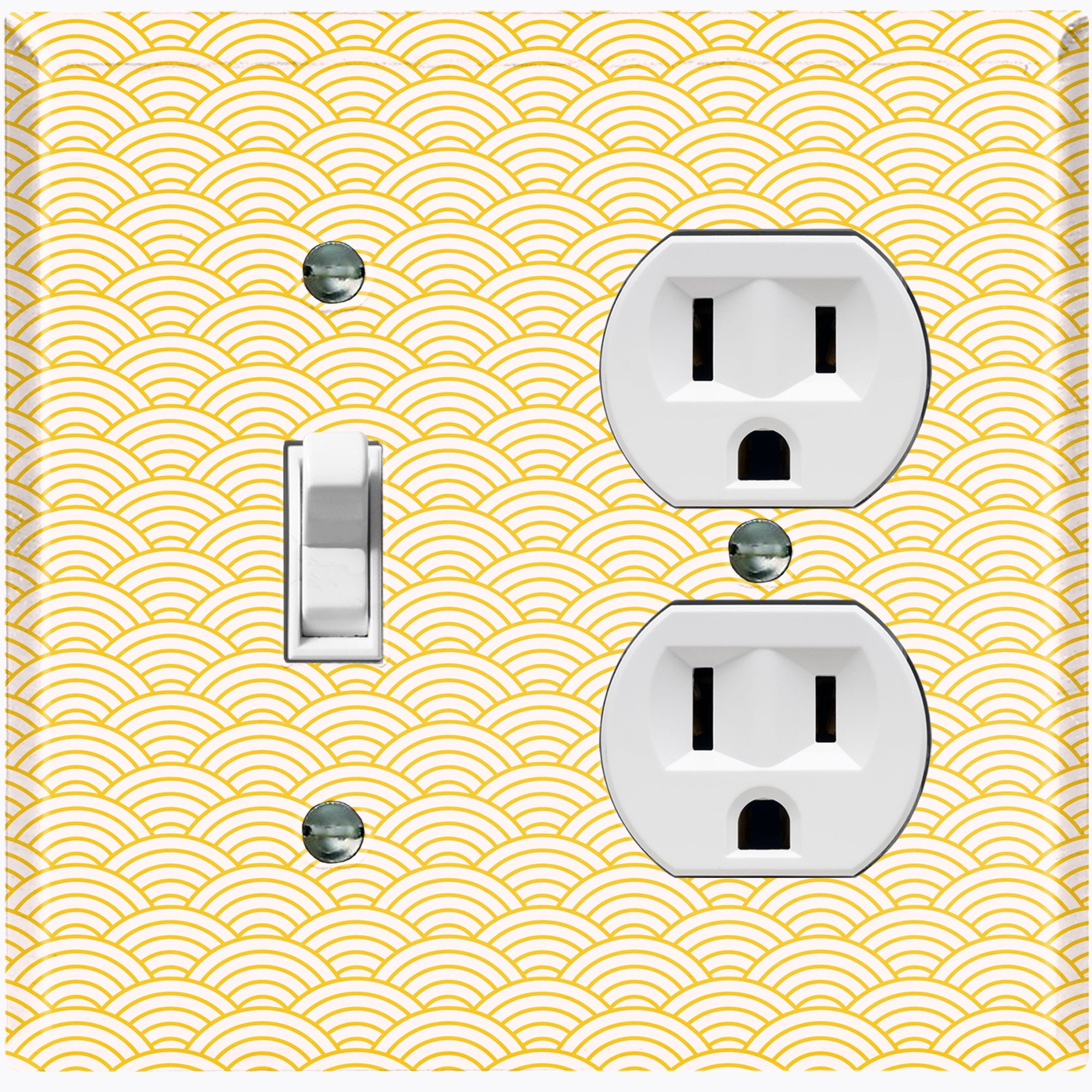 Metal Light Switch Plate Cover Japanese Sea Wave Pattern Yellow ...