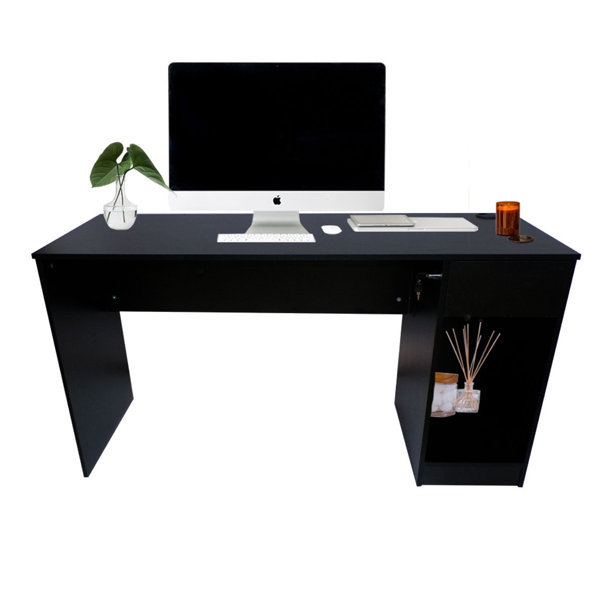 Escritorio con Cajón DECOMOBIL Modelo Ejecutivo con Llave Negro Mate | Bodega Aurrera en línea