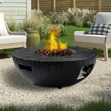Gymax 28-inch Stone Gas Fire Pit 40,000 BTU Propane Patio Yard w/ Lava ...