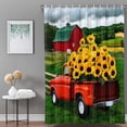 Bathroom Shower Curtain Farm Sunflower on Red Truck Waterproof Shower ...