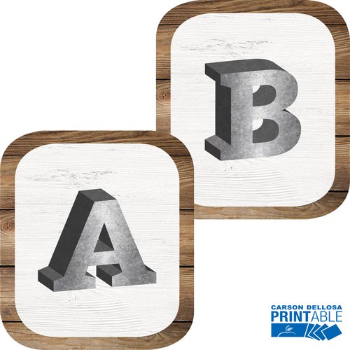 Industrial Chic Shiplap Metal Alphabet Printable Bulletin Board Set