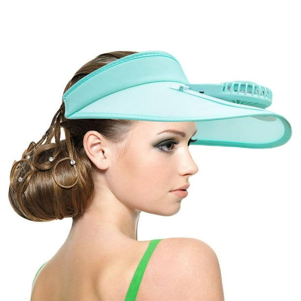 Hat Sun Visor Hat with Fan Sun Empty Top Visors Rechargeable Fan with ...