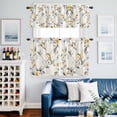 Country Style Kitchen Curtains and Valances Set, Bird Flowers Gray Leaf ...