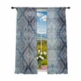 Bohemian Sheer Curtains for Living Room Bedroom, Blue Mottled Tribal ...