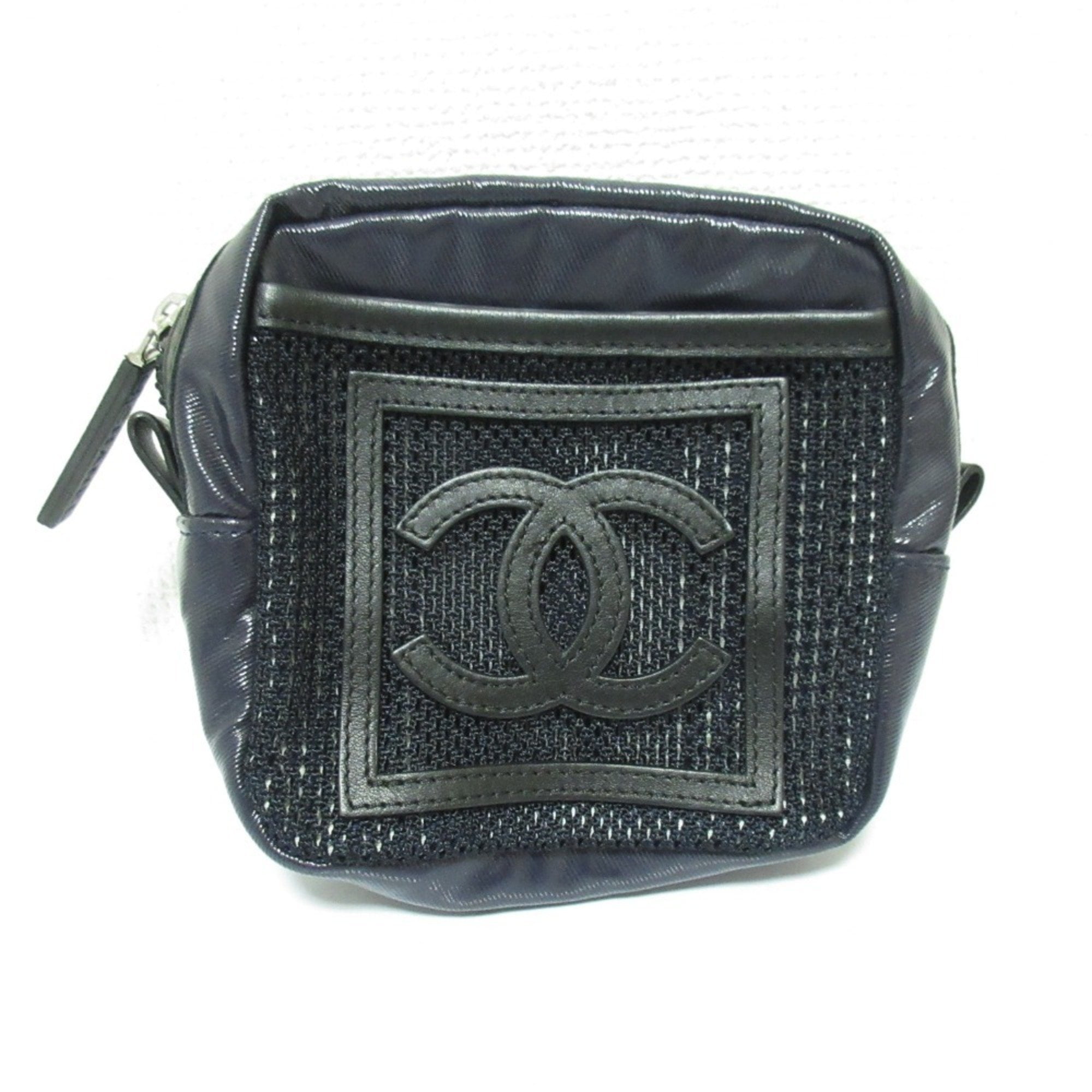 Pre-Owned CHANEL Chanel Sport Coco Mark Pouch Bag Navy Women's ...