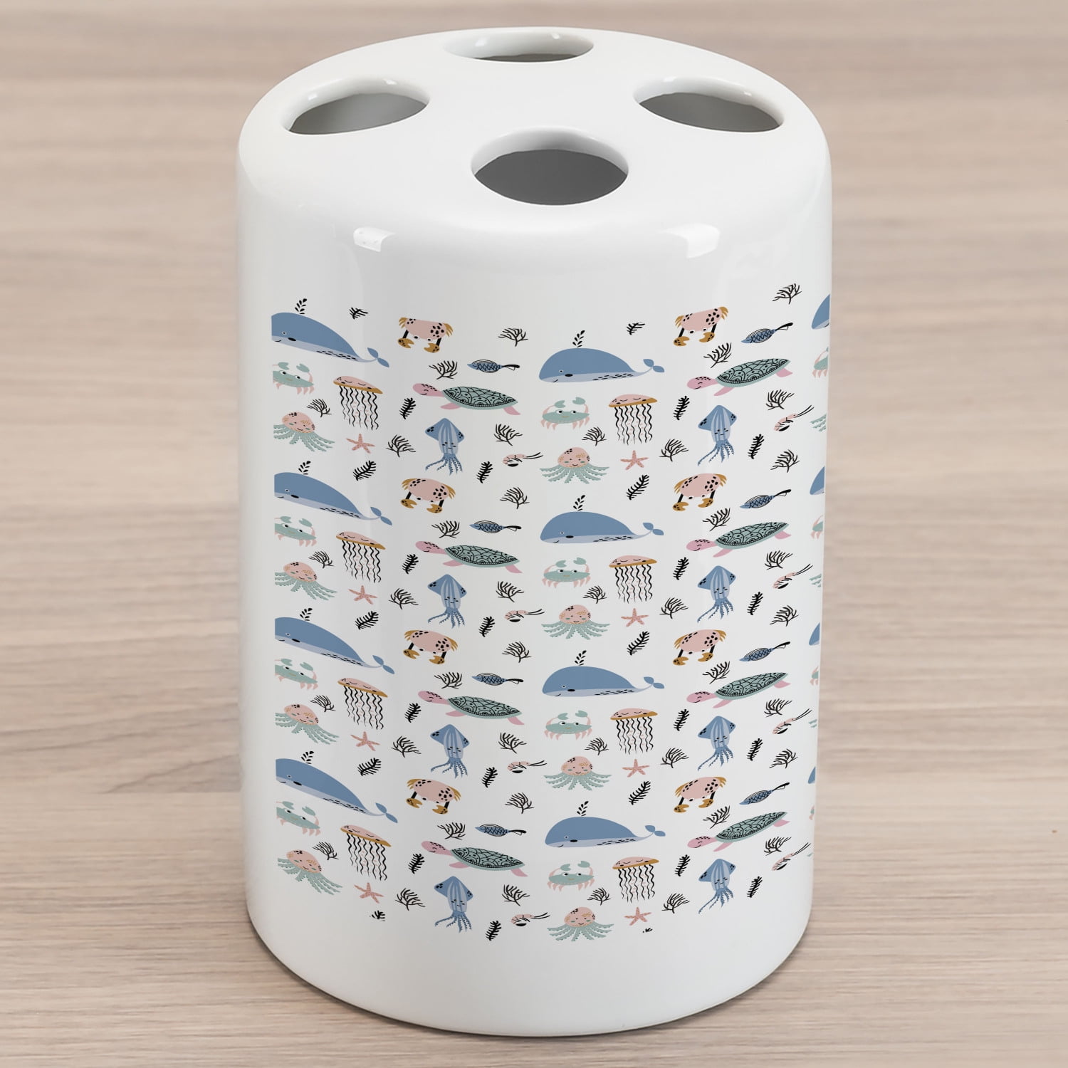 Nautical Ceramic Toothbrush Holder, Underwater Sea Life Animals Turtles ...