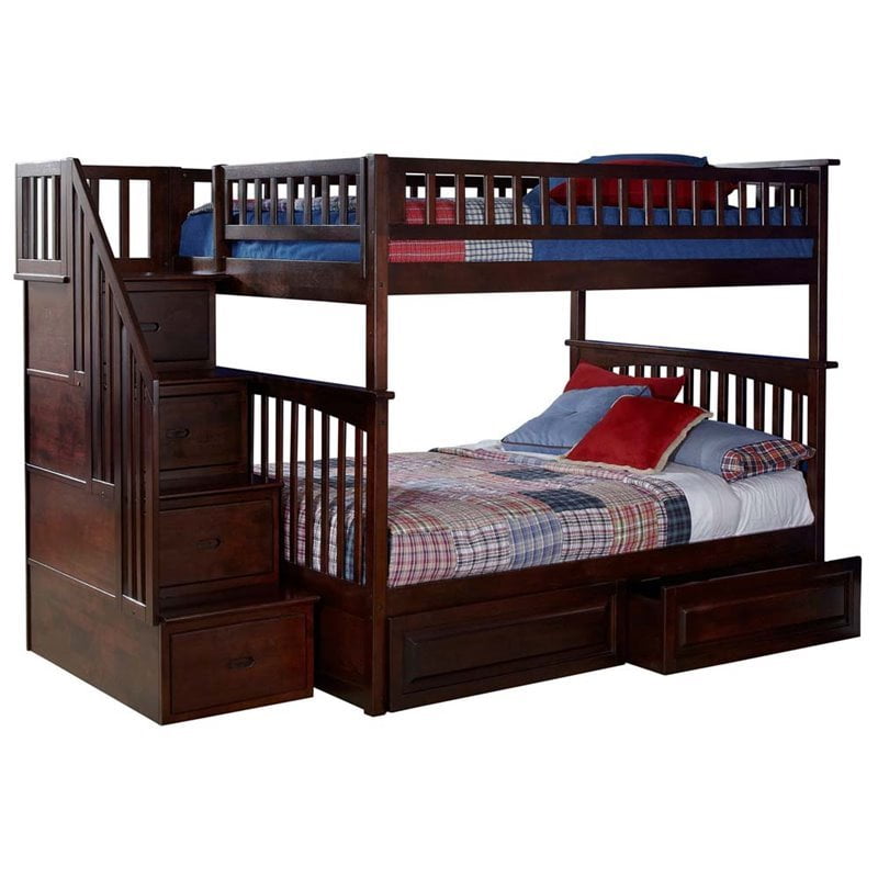 Leo & Lacey Full Over Full Staircase Storage Bunk Bed - Walmart.com