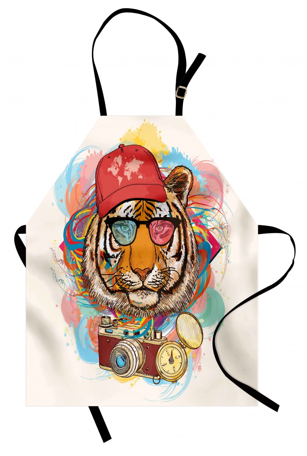 Animal Apron Hipster Rapper Tiger with Sunglasses Hat and Camera Artist ...