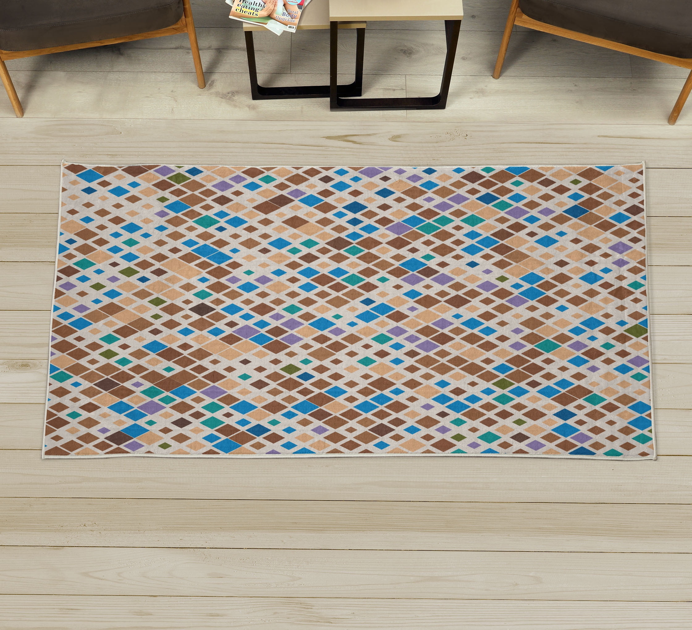 Ethnic Decorative Rug, Retro Mosaic Creative Pattern Square Rhythm ...