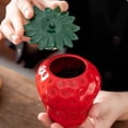 USUERY Strawberry Shaped Ceramic Jar With Lid Cute Candy Cookie Jar ...