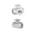 Ball Valve DN50 Three Way Pneumatic High Platform Stainless Steel Three ...