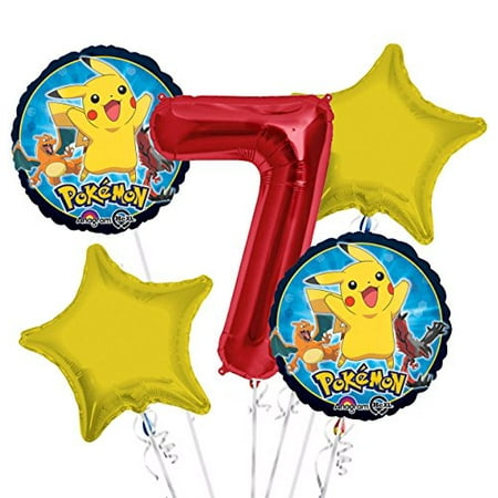 Pokemon Balloon Bouquet 7th Birthday 5 pcs - Party Supplies | Walmart ...