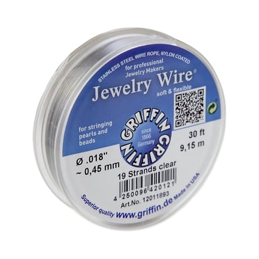Griffin Jewelry Wire .012" Clear 49 Strand (30ft) Stainless Steel Wire ...