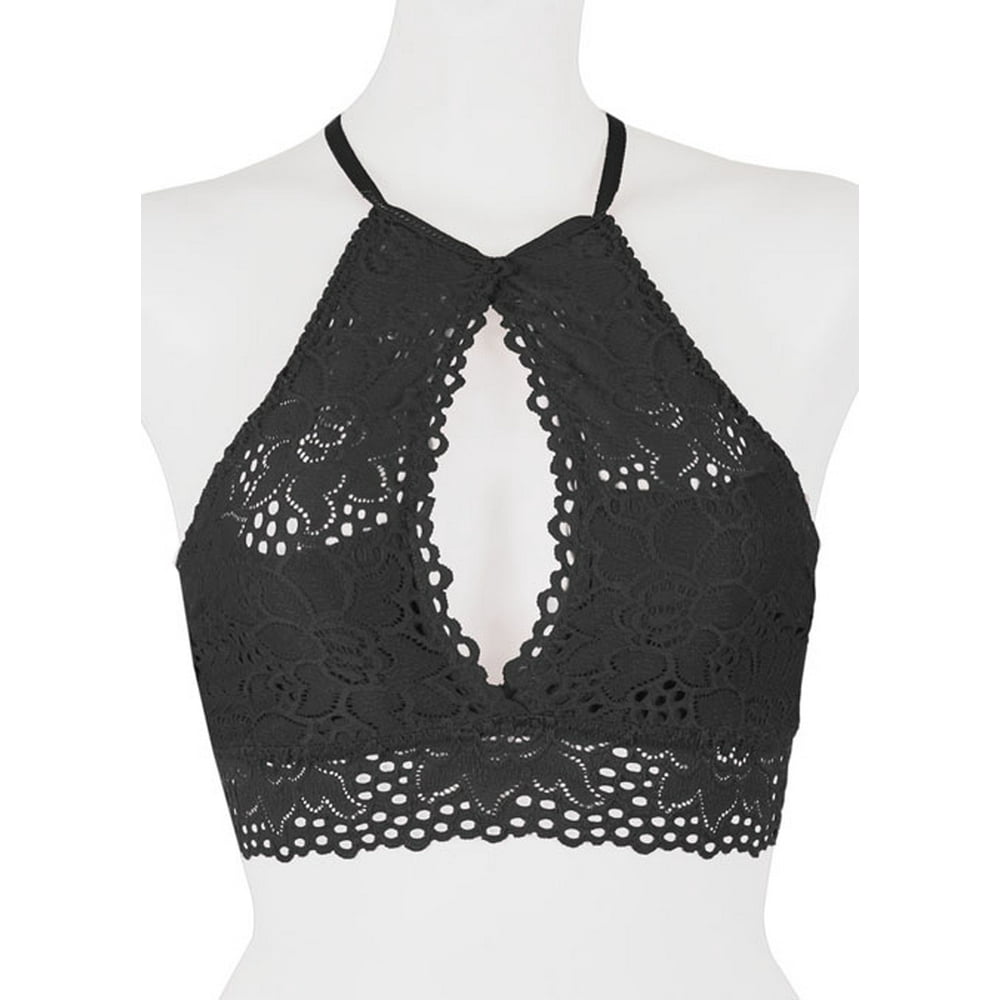 Sunbreezer - Ladies Black Halter Neck Keyhole Front & Back Bralette ...