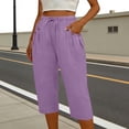 Aboser Cotton Linen Capris for Women Summer Classic Fit Capri Pants ...