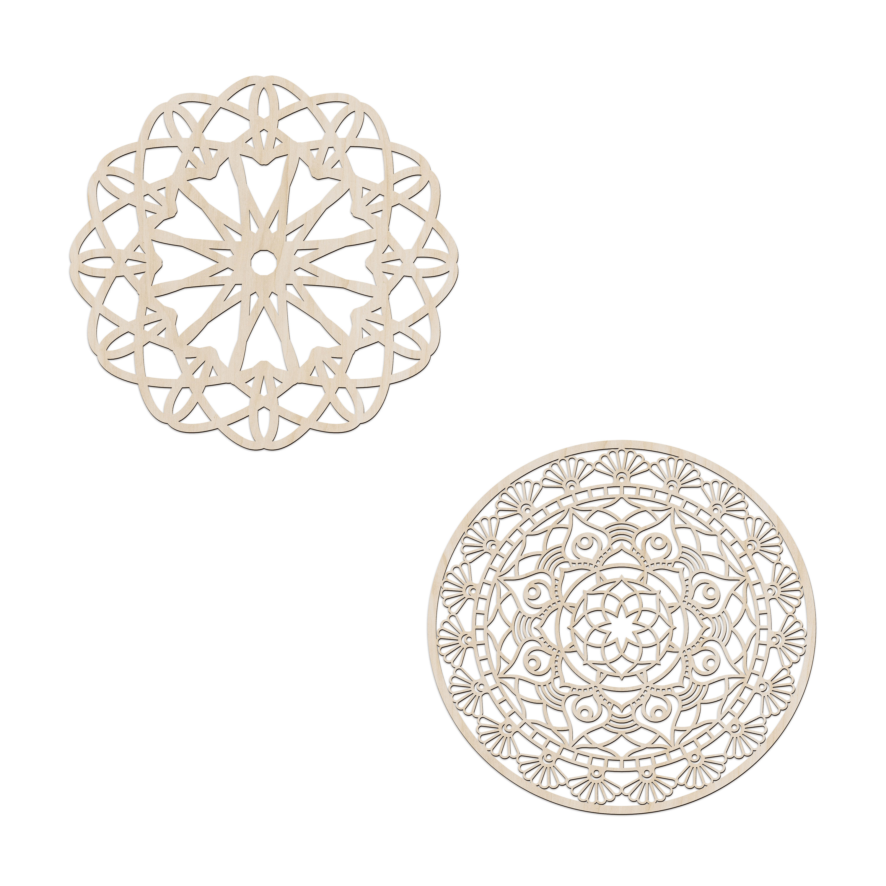 Mandala Wooden Wall Art Set of 2, Jumble Bohemian Detailed Floral ...