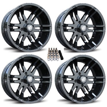 LSI Casino 15" Golf Cart Wheels/Rims Black/Machined E-Z-GO & Club Car ...
