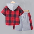 Baby Boy Clothing Sets 2 Piece Plaid Hooded Button Shirt and Checkered ...