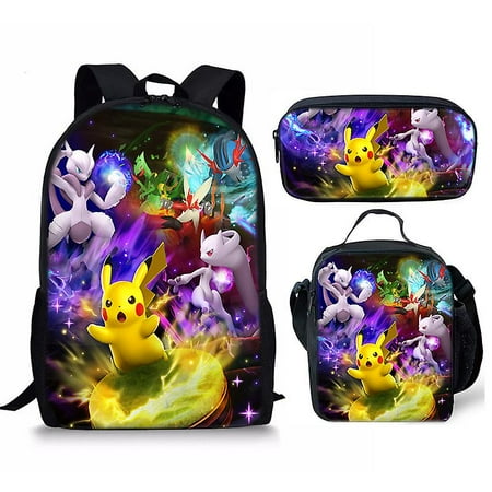 Pikachu Pokemon School Bag Cartoon Animation Student Backpack/pen Bag ...