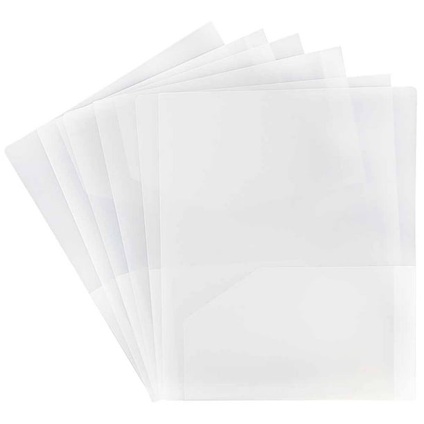 Jam Heavy Duty Plastic Two Pocket Presentation Folders Clear 6 Pack