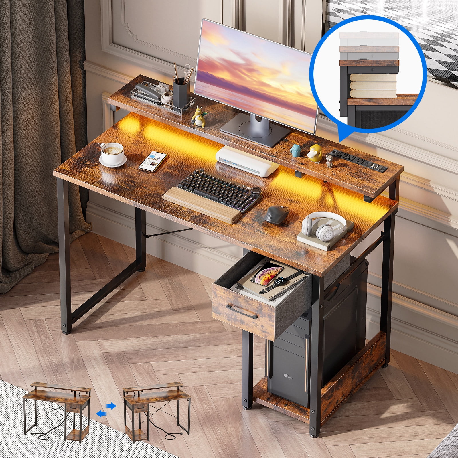 40 inch wide desk with drawers store