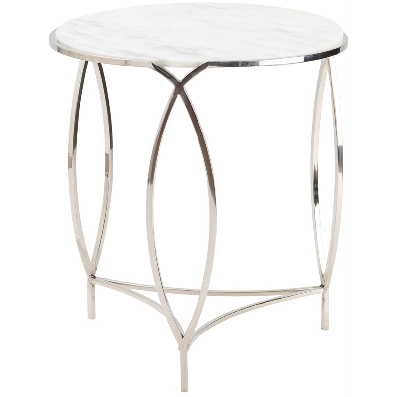 Crestview Collection St. Claire Metal and Marble End Table in White ...
