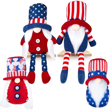 HTAIGUO ty 4 Pieces 4th of July Gnome American Independence Day Gnome ...