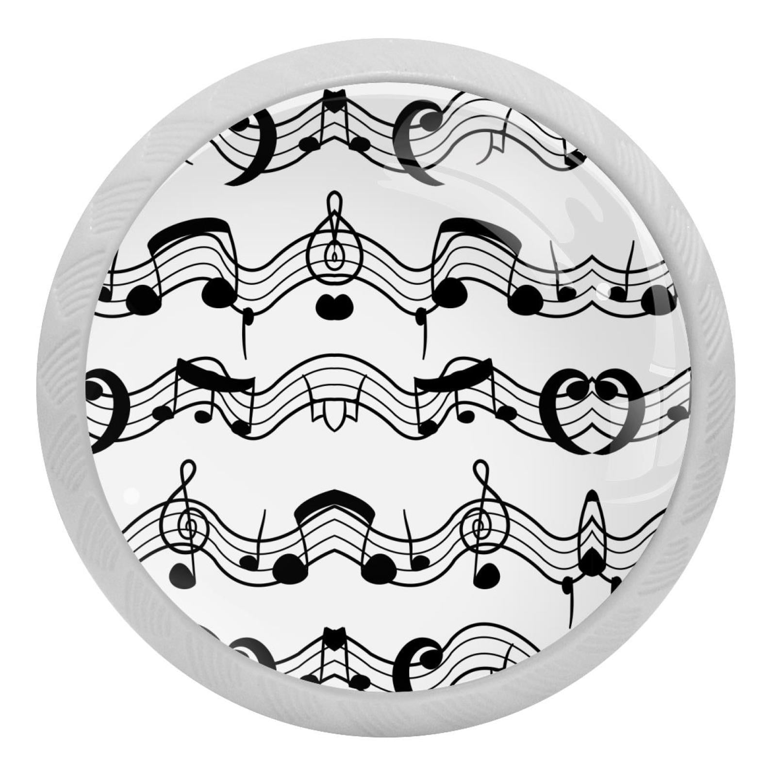 4PCS Round Musical Notes Cabinet Fluorescence Knob Glowing in the Dark ...