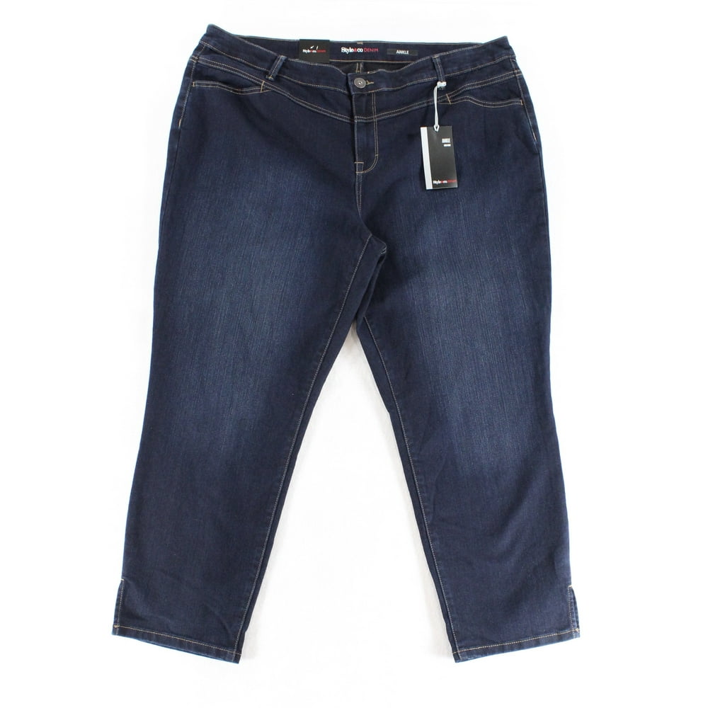 Style & Co. - Style & Co. NEW Blue Womens Size 14W Plus Mid-Rise Slim ...