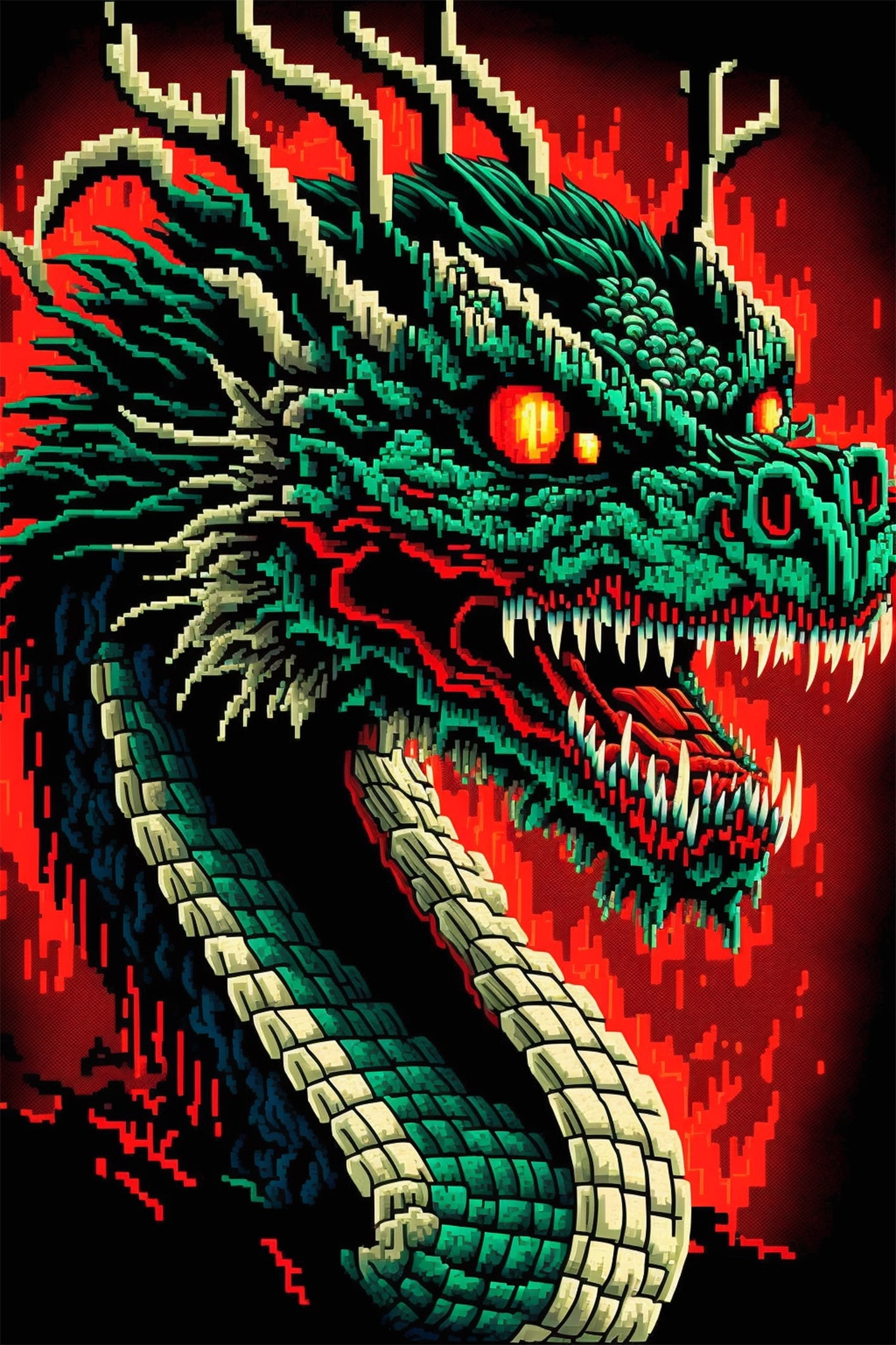 24x36 gallery poster, 8bit Chinese Dragon p6 - Walmart.com