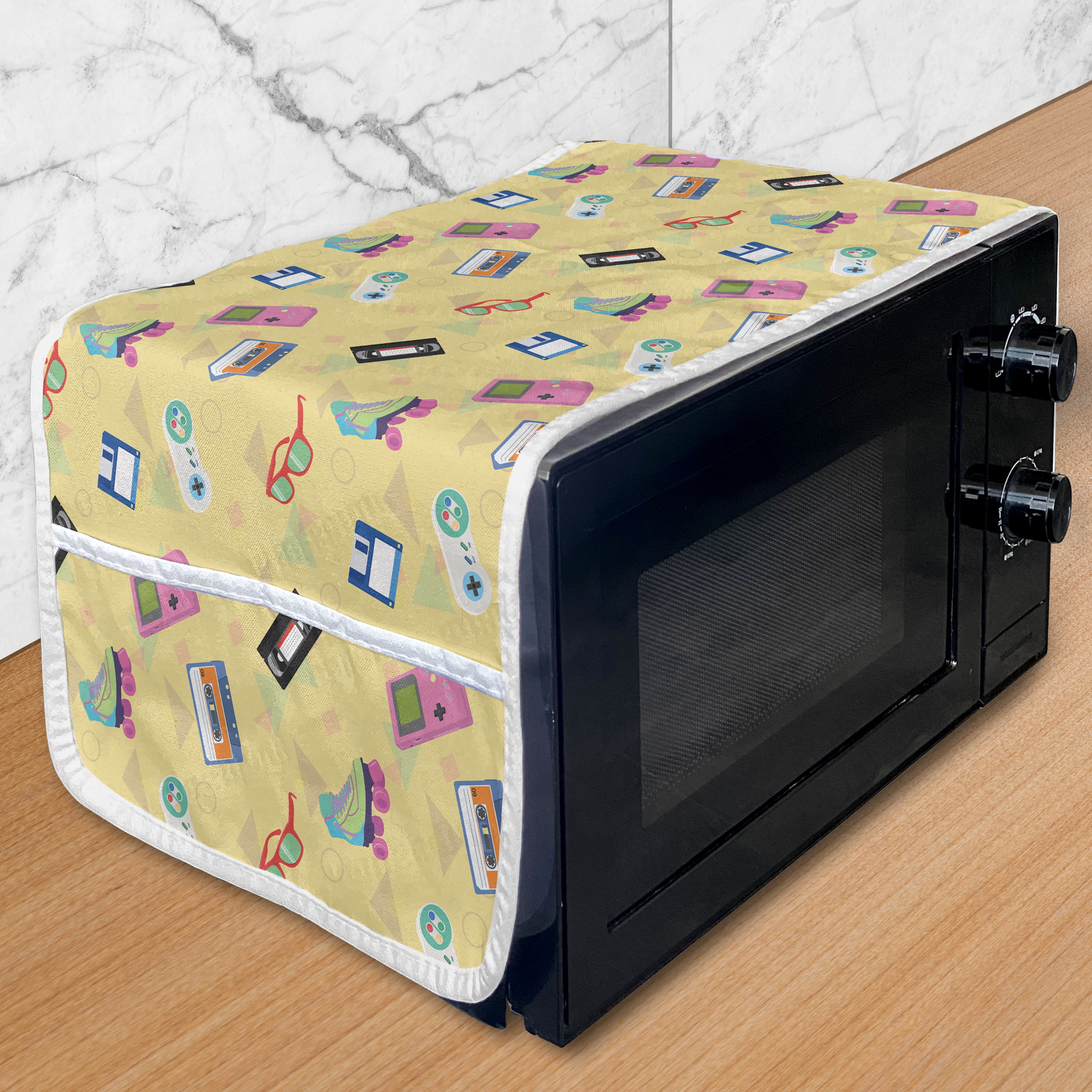 Retro Microwave Oven Cover, 90s Theme with Fun Entertainment Music Game ...