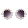 White Daisy Flower Sunglasses Round Oversized Festival Floral Shades UV ...