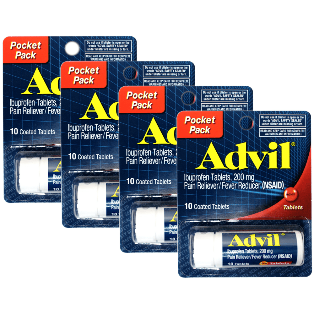 Advil Coated Tablets Pain Reliever and Fever Reducer, Ibuprofen 200mg ...