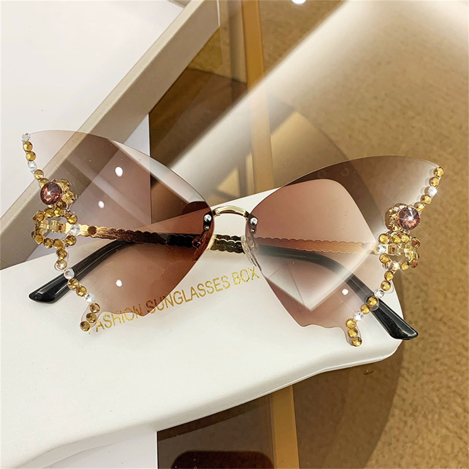 Butterfly Sunglassess Borderles Jewelry Sunglasses Womens Diamond