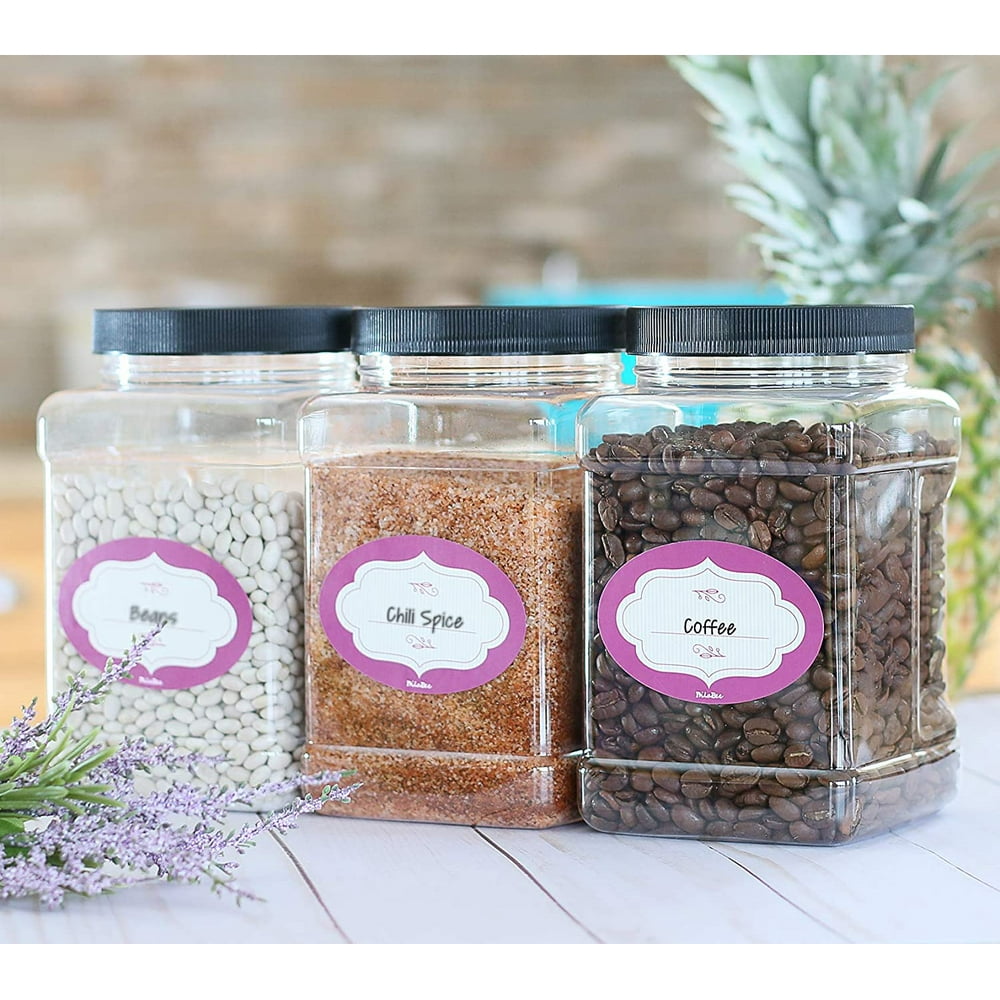 Dilabee 48 Oz Plastic Storage Jars with Lids Pack of 3 - Large Clear ...
